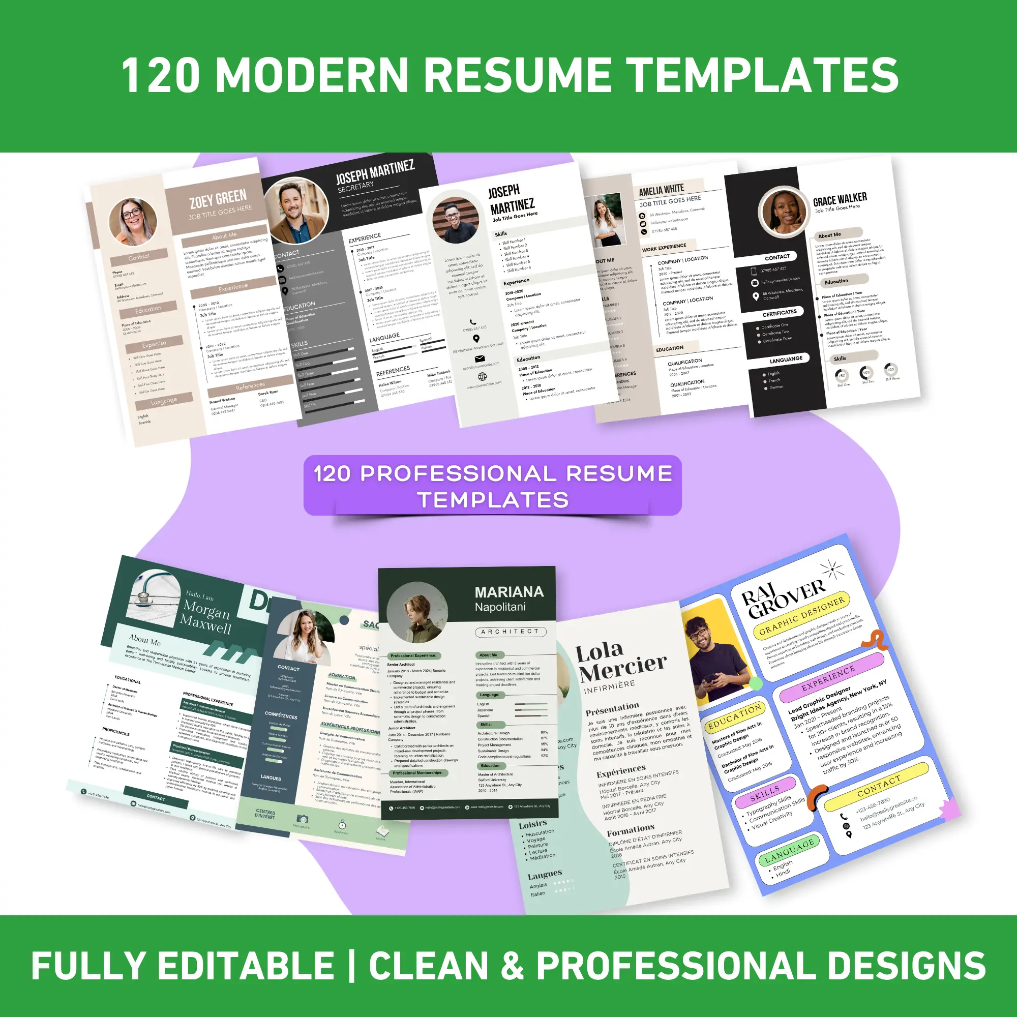 120 Professional Resume Templates – Editable in Canva